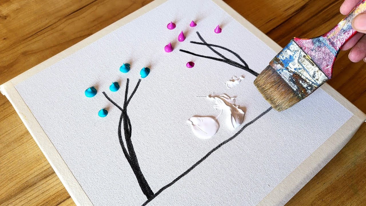 Two Together / Easy Tree Painting / Simple Acrylic Painting Technique ...