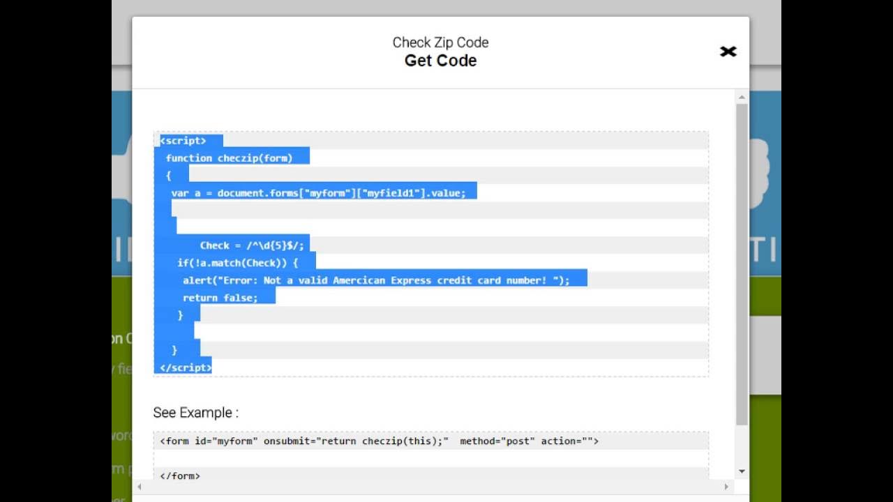 Zip code validation using javascript - YouTube