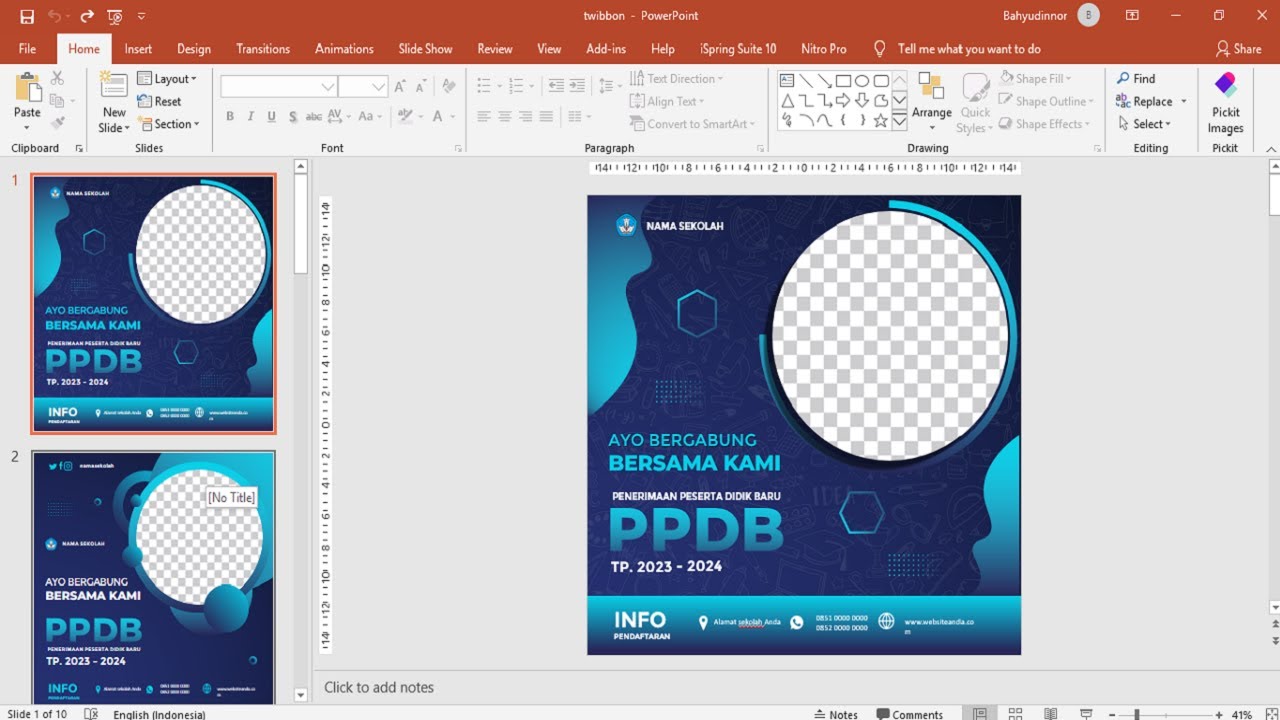 4# Cara Membuat dan Edit Desain Twibbon PPDB Powerpoint dan Memasangnya di Twibbonize - YouTube