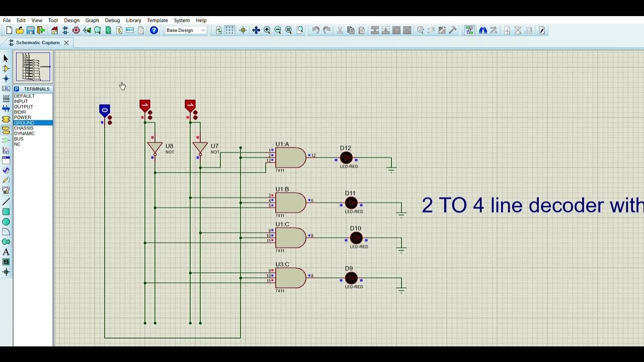 2 to 4 Line decoder with enable input - YouTube