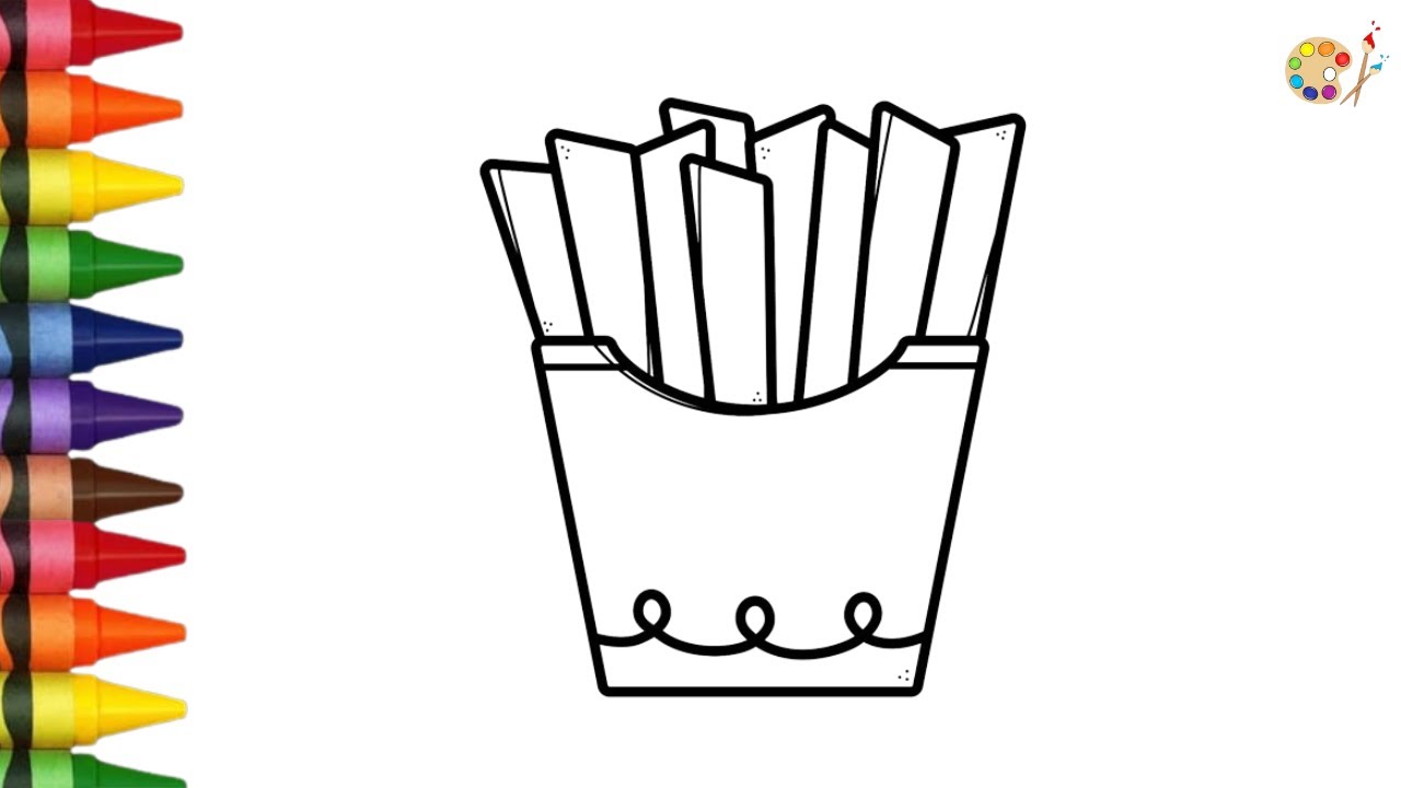 Menggambar, Mewarni, Melukis Kentang Goreng | French fries dengan mudah ...