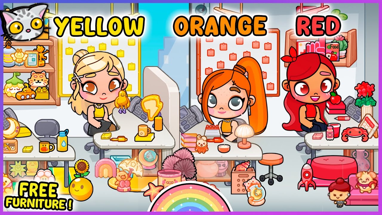 Decorating the NEW Rainbow Office in AVATAR WORLD for FREE 🌈 (Yellow ...