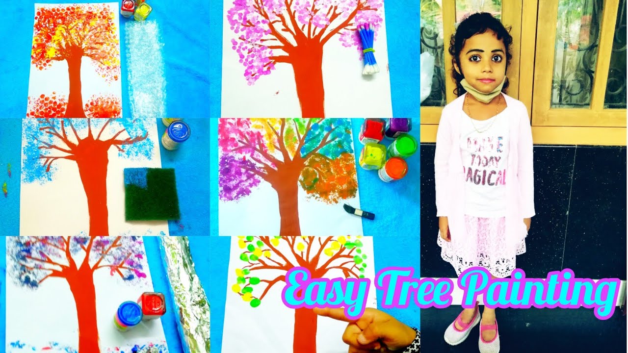 Easy Tree Painting for Kids/creative ways to paint trees/easy painting ...