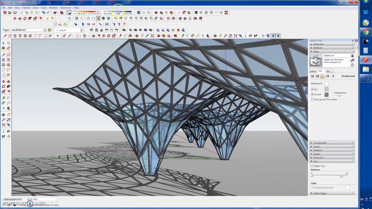 Glass structure 3d modeling in Sketchup - YouTube