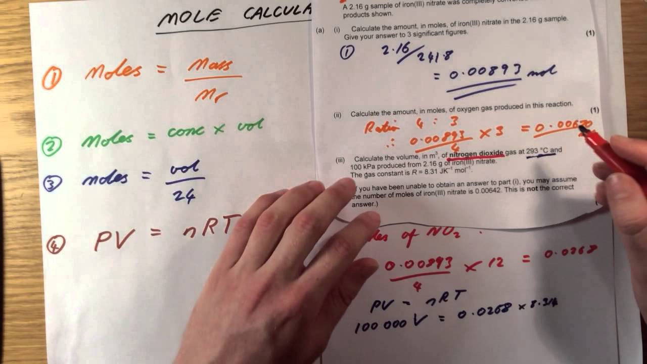 Mole Calculations + Ideal Gas Law part 2/2 - A-level Chemistry - YouTube