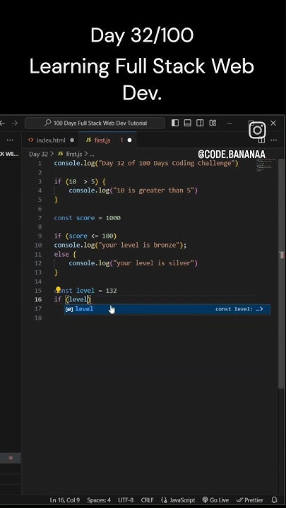 Day 32100 Days Coding Journey🧑‍💻 Coding Codingdays 100daysofcoding Vscode Javascript 