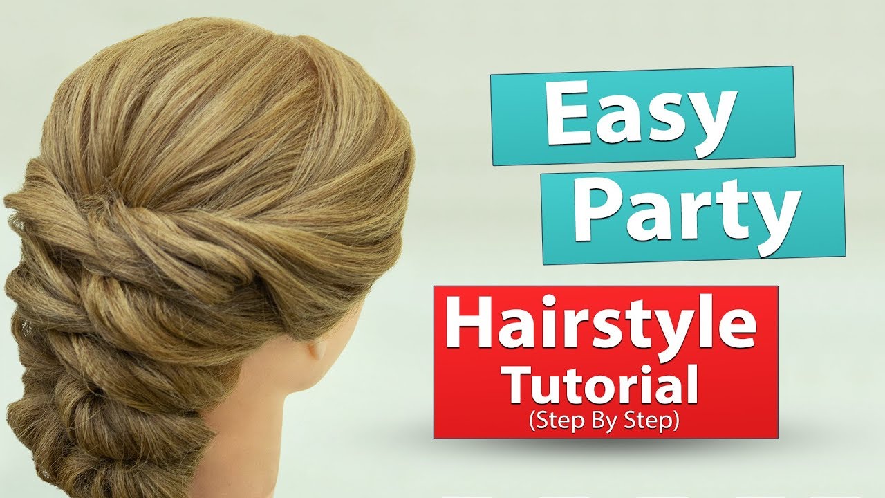 Easy Party Hairstyle Tutorial | Step By Step Hair Updo | Hairstyle For ...