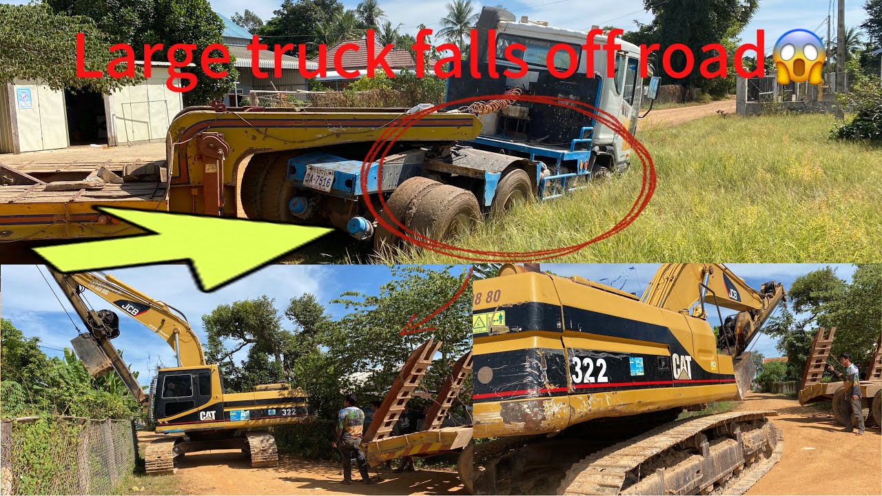 Large truck falls off road 😱😱 - YouTube