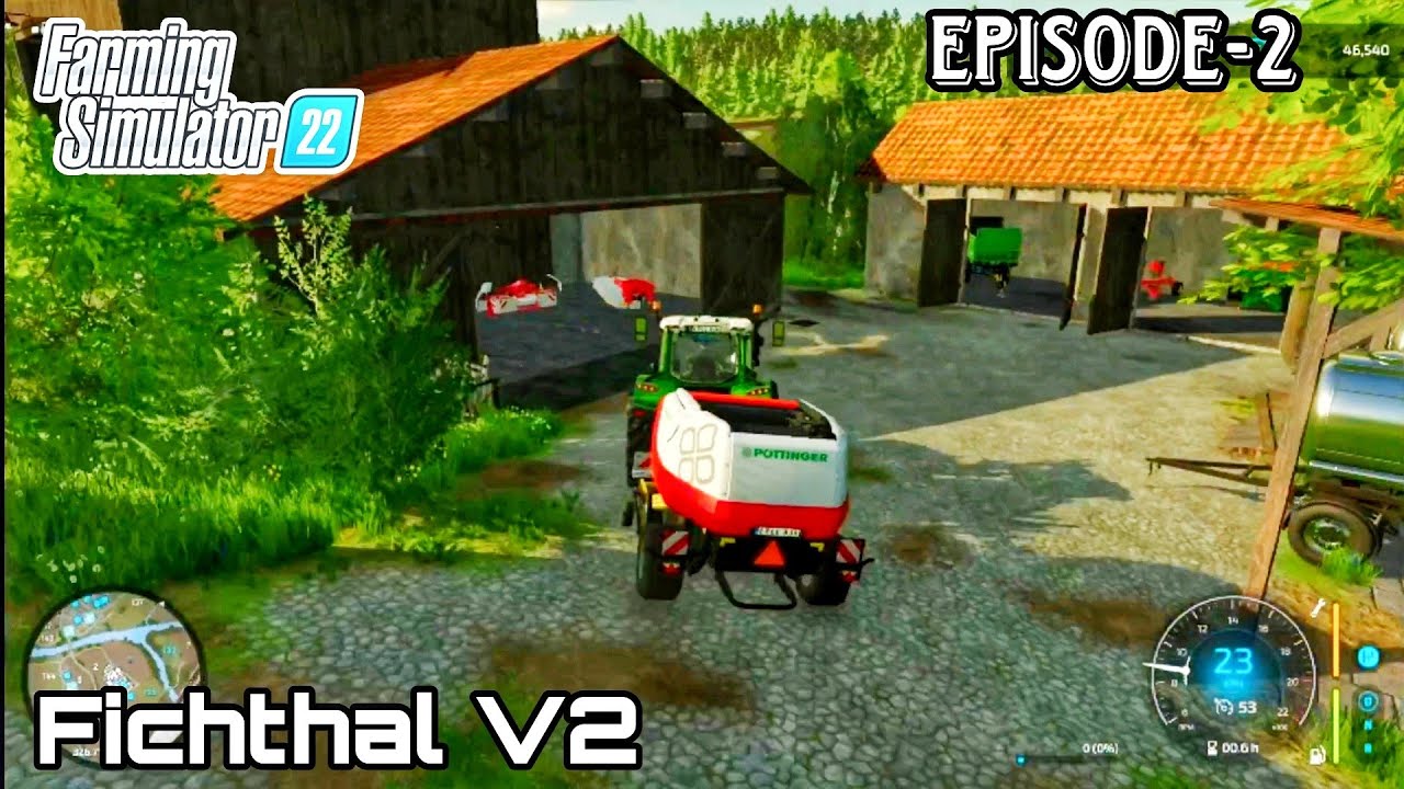 Windrow and baling of straw,grass| animals in fichthal V2| farming ...