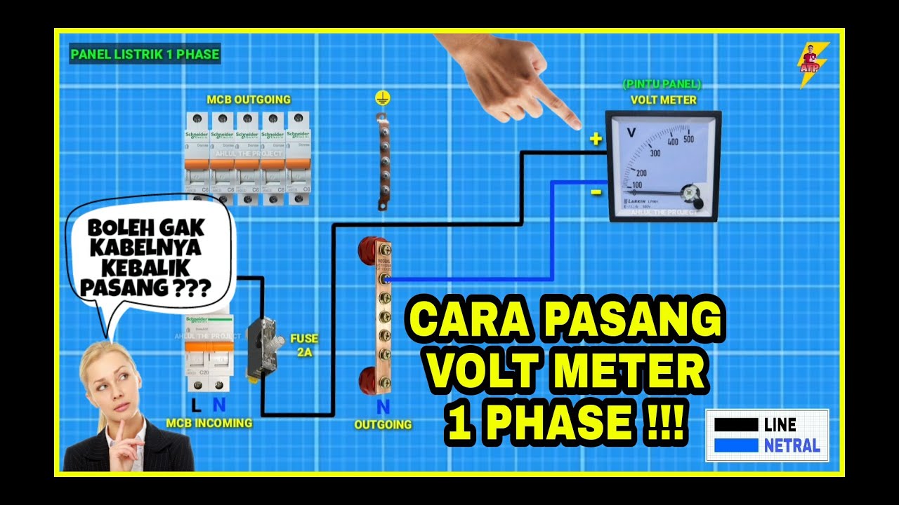🟡 CARA BENAR MEMASANG KABEL VOLT METER Panel Listrik (1 Phase) - YouTube