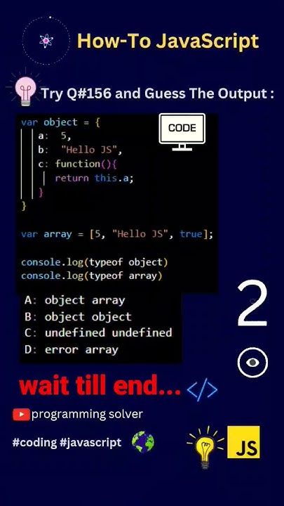 How To Code Javascript Q156 Try Solve And Guess The Output Shorts Coding Programming