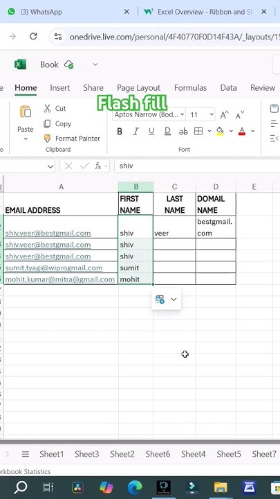 How to use flash fill in Excel 365#excel #exceltips #exceltricks #exceltutorial #exceltutorial # ...