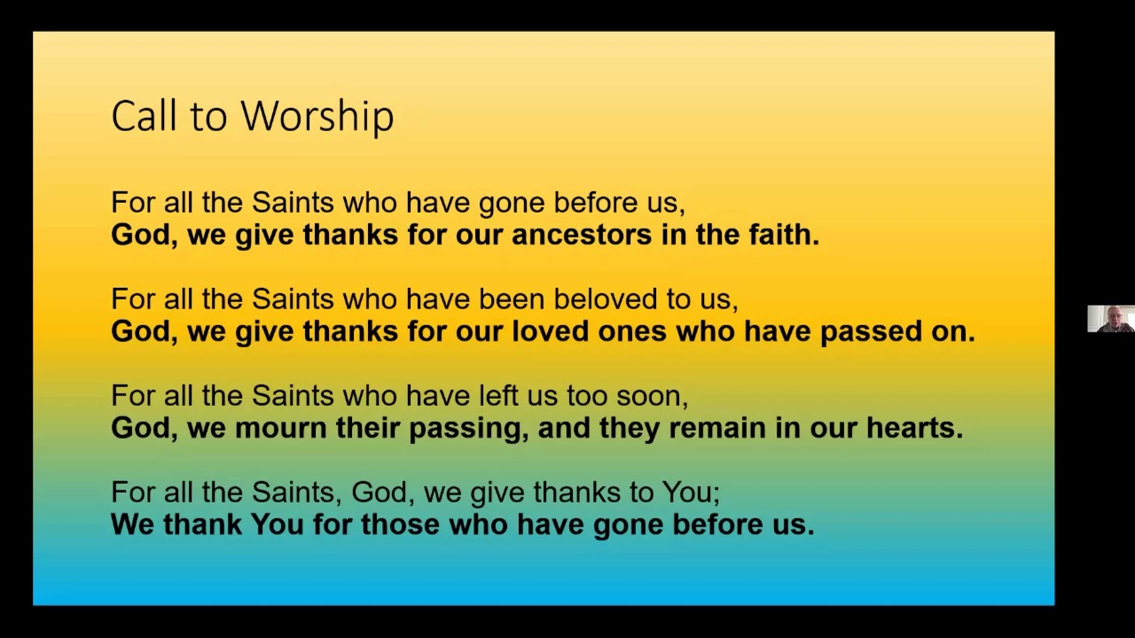 Call to Worship and Unison Prayer - November 1, 2020 - YouTube