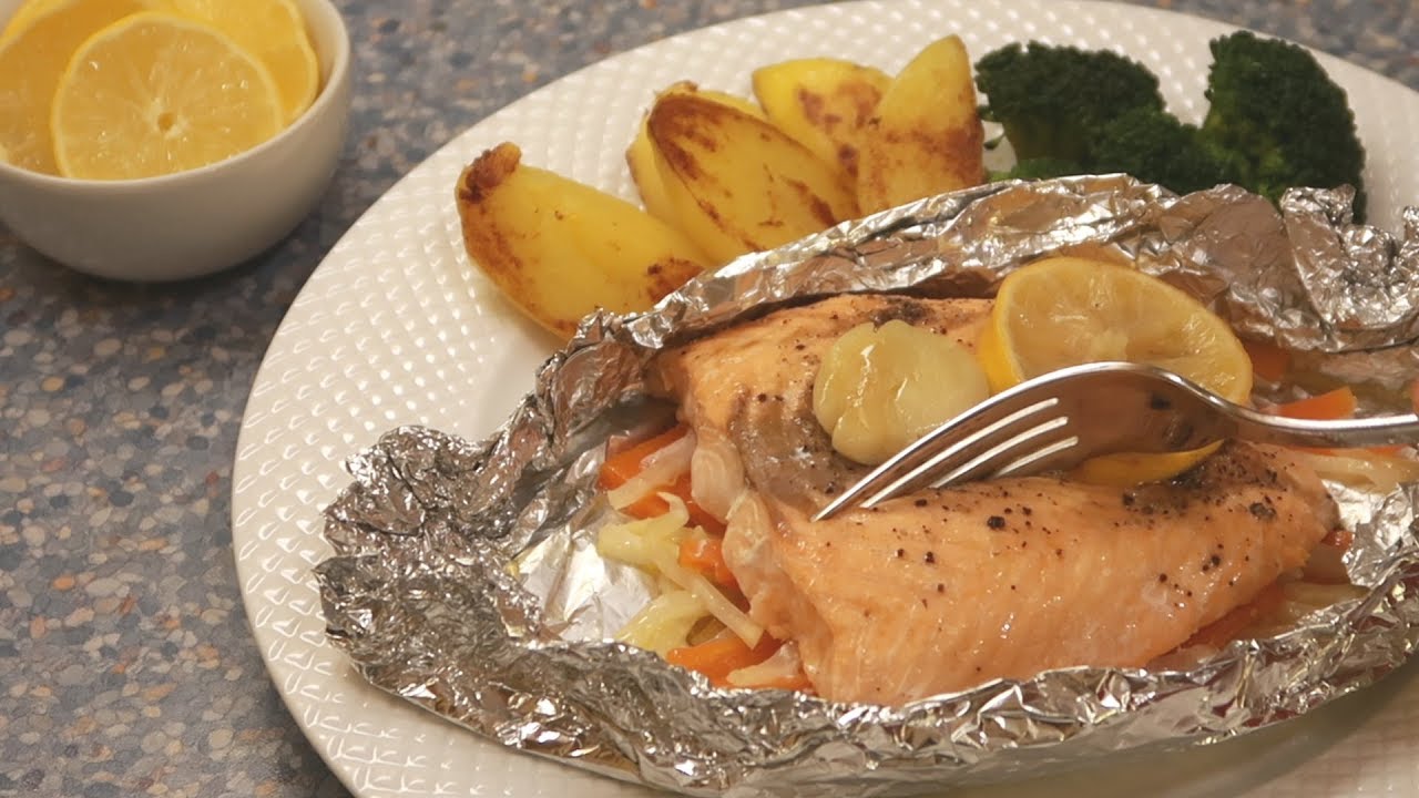 Peshk Salmon në Furrë Drekë e Shpejtë & Shëndet me Omega 3 vaj - YouTube