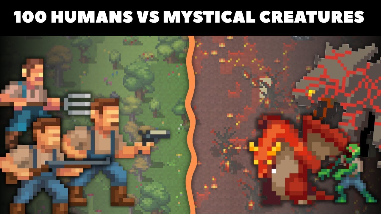 100 Humans Vs Mystical Creatures - World Box - YouTube
