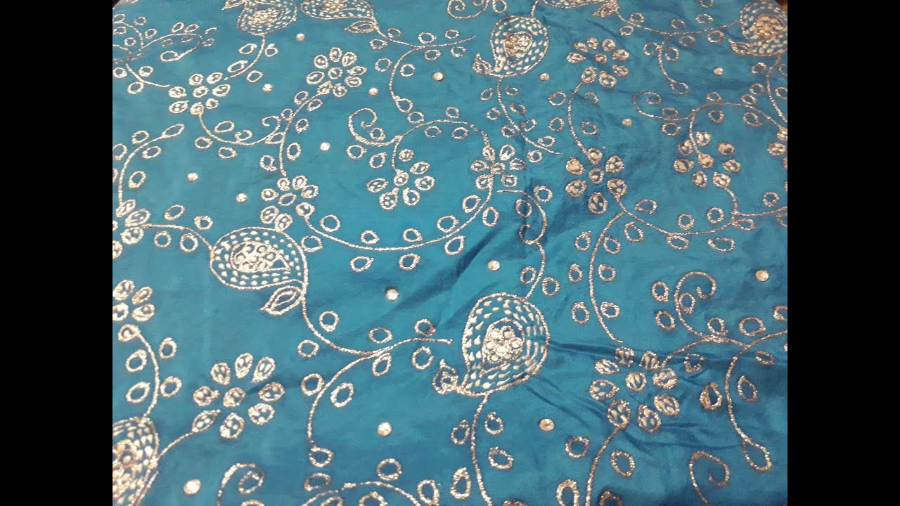 LIQUID EMBROIDERY SAREE DESIGNING - YouTube