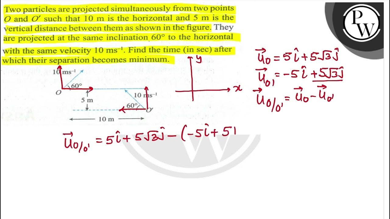 Two particles are projected simultaneously from two points \( O \) and \( O^{\prime} \) such tha ...