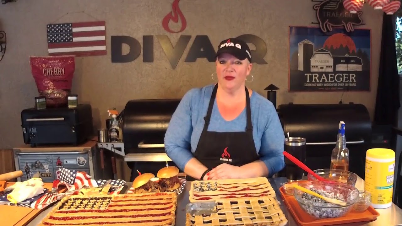 Traeger Kitchen Live: Pulled Pork & Blueberry Slab Pie with Diva Q ...