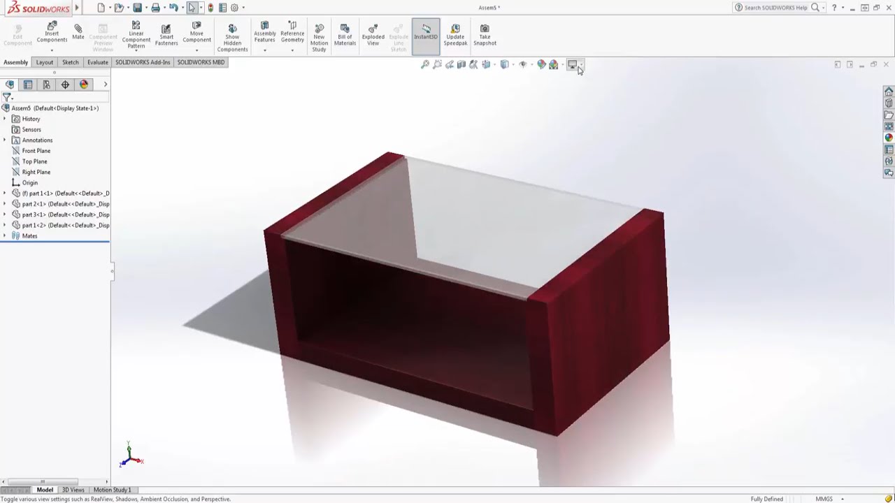 SOLIDWORKS TUTORIAL How to make a coffee table - YouTube