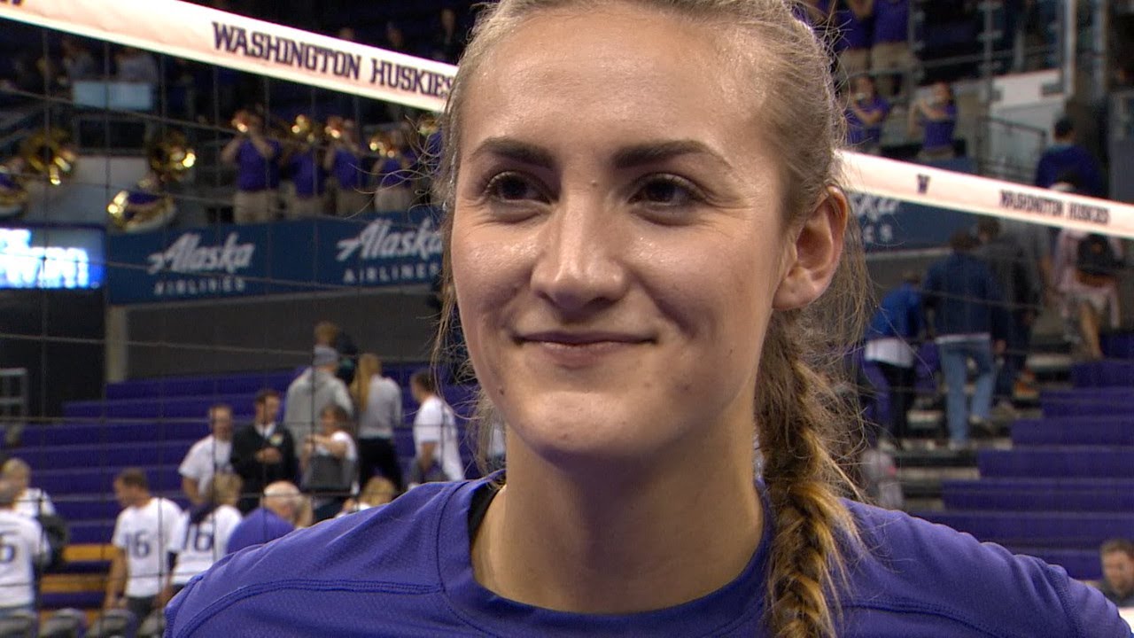 Volleyball: Tia Scambray reacts to big win over No. 2 Stanford - YouTube