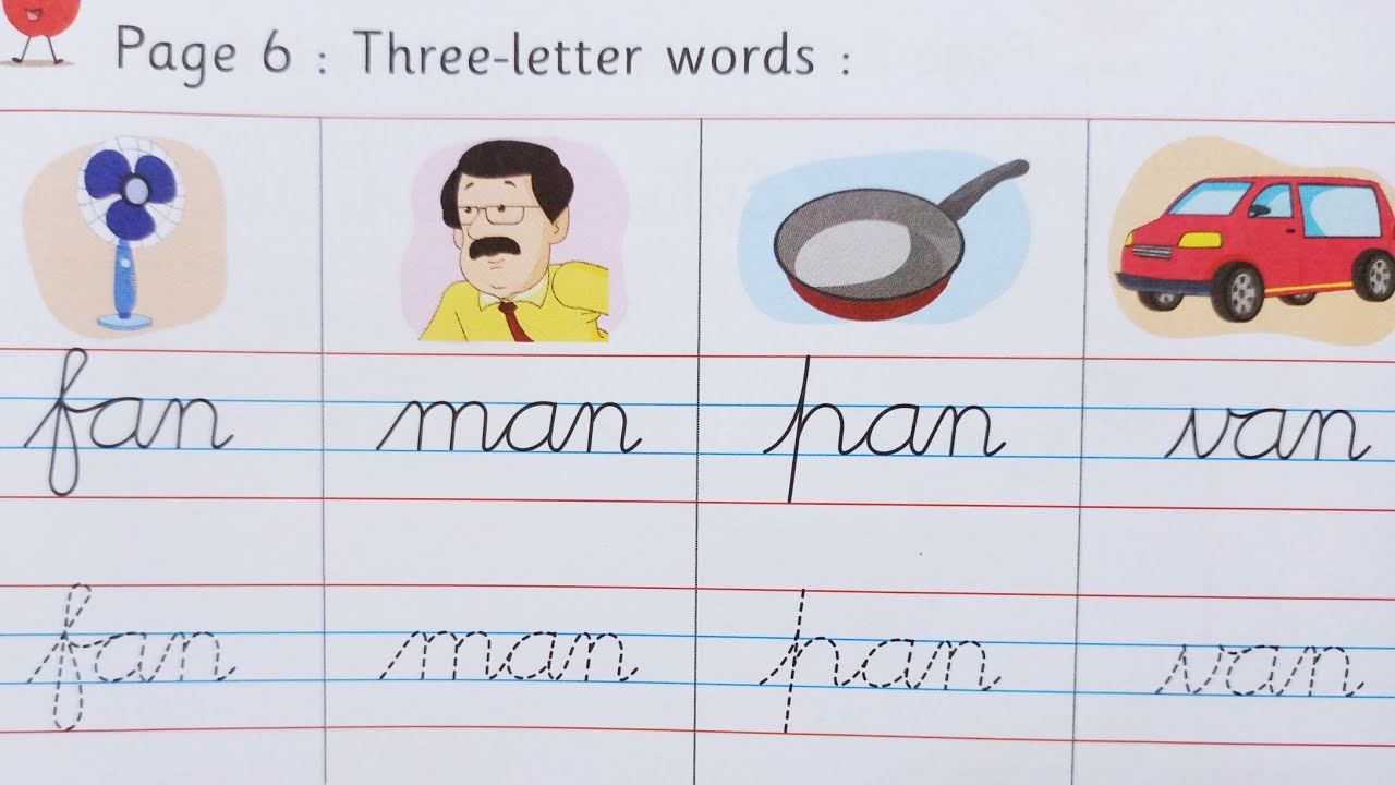 Three-Letter Words Cursive Writing | Phonics | LKG | Jr Kg | How to ...