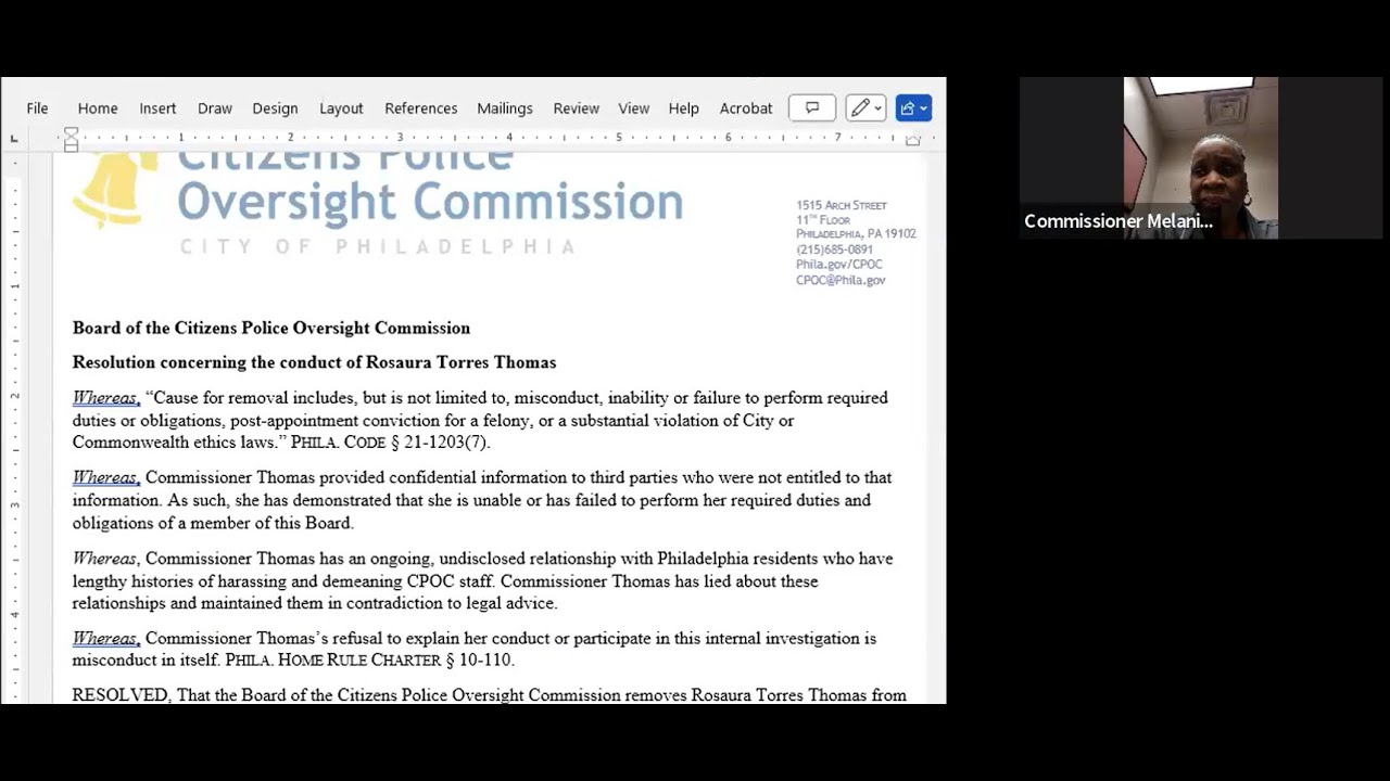 CPOC Board to Consider Removal Resolution of Commissioner Torres Thomas ...