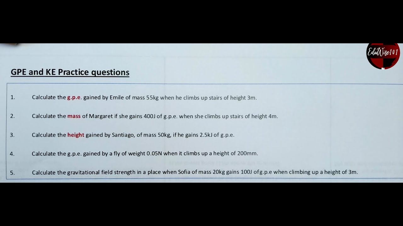 GCSE: KE and GPE Calculations for AQA / OCR / IGCSE / EDEXCEL / Science ...