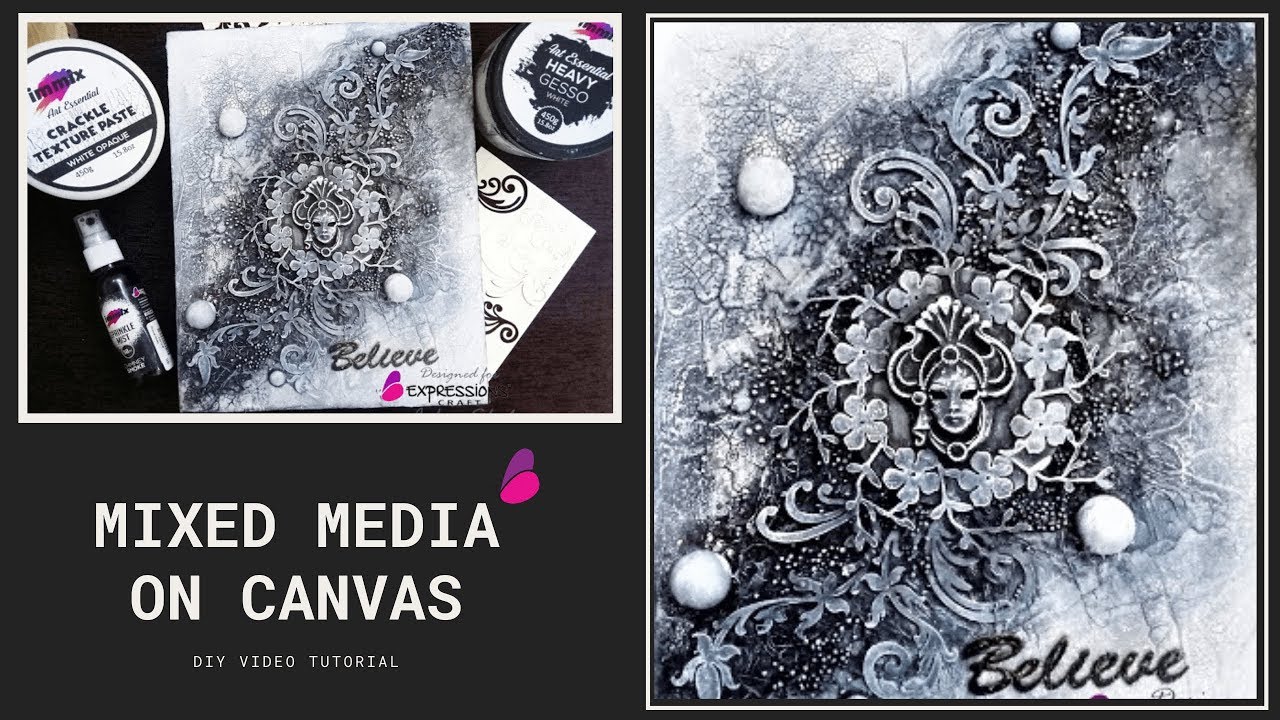 How to Make Mixed Media on canvas Tutorial | DIY Canvas | Mixed Media ...