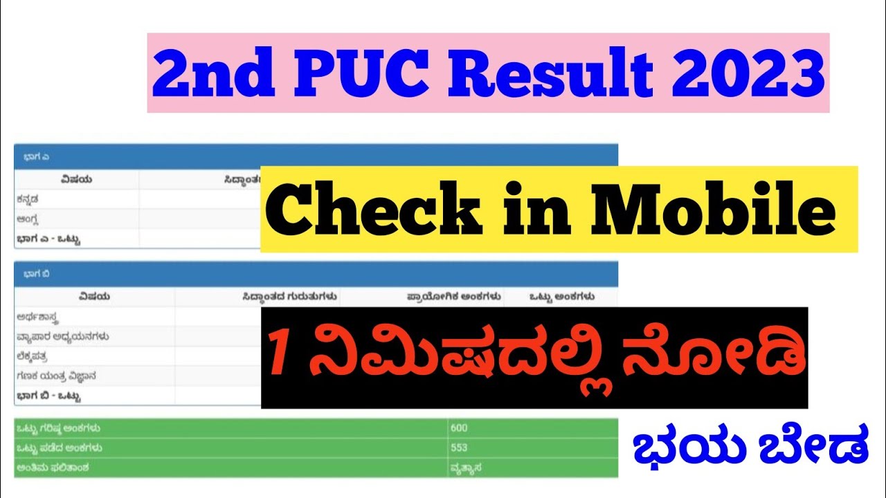 2nd PUC Result 2023 Check in Your Mobile#2ndpuc#result2023#pucboard# ...