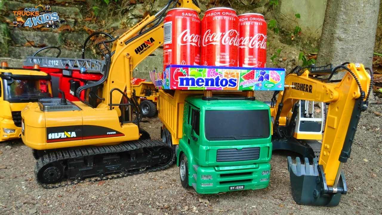 Rc Excavator Mentos And Coca-Cola Experiment | Cars Trucks 4 Fun - YouTube