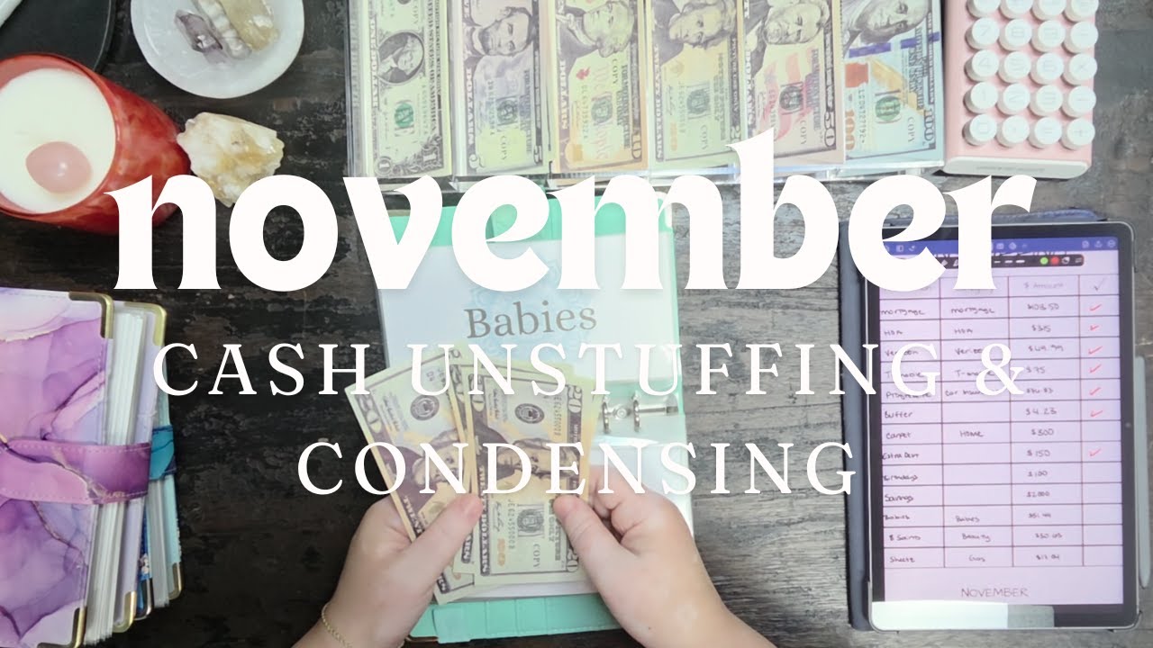 November Cash Unstuffing & Condensing | Cash Envelope System - YouTube