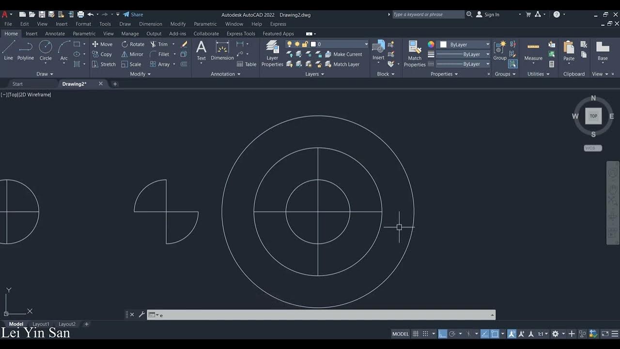 AutoCAD #5 (Fillet, Chamfer, Trim, Extend, Rotate, Mirror, Scale, Text) - Myanmar Language - YouTube