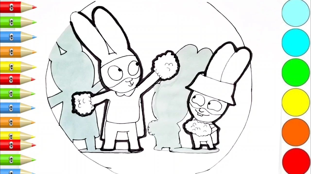 Dessin et Coloriage Simon le lapin super-héros/ draw and color for kids ...