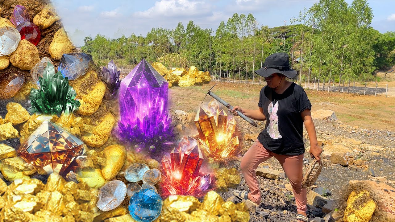 Great Finding Natural Gold, Diamond Amethyst. Diamonds, Quartz Crystal ...