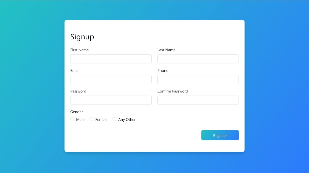 How To Create A Responsive Registration Form Using Html Css