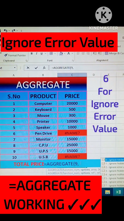 Ignore Error Value With Aggregate In MS Excel - YouTube
