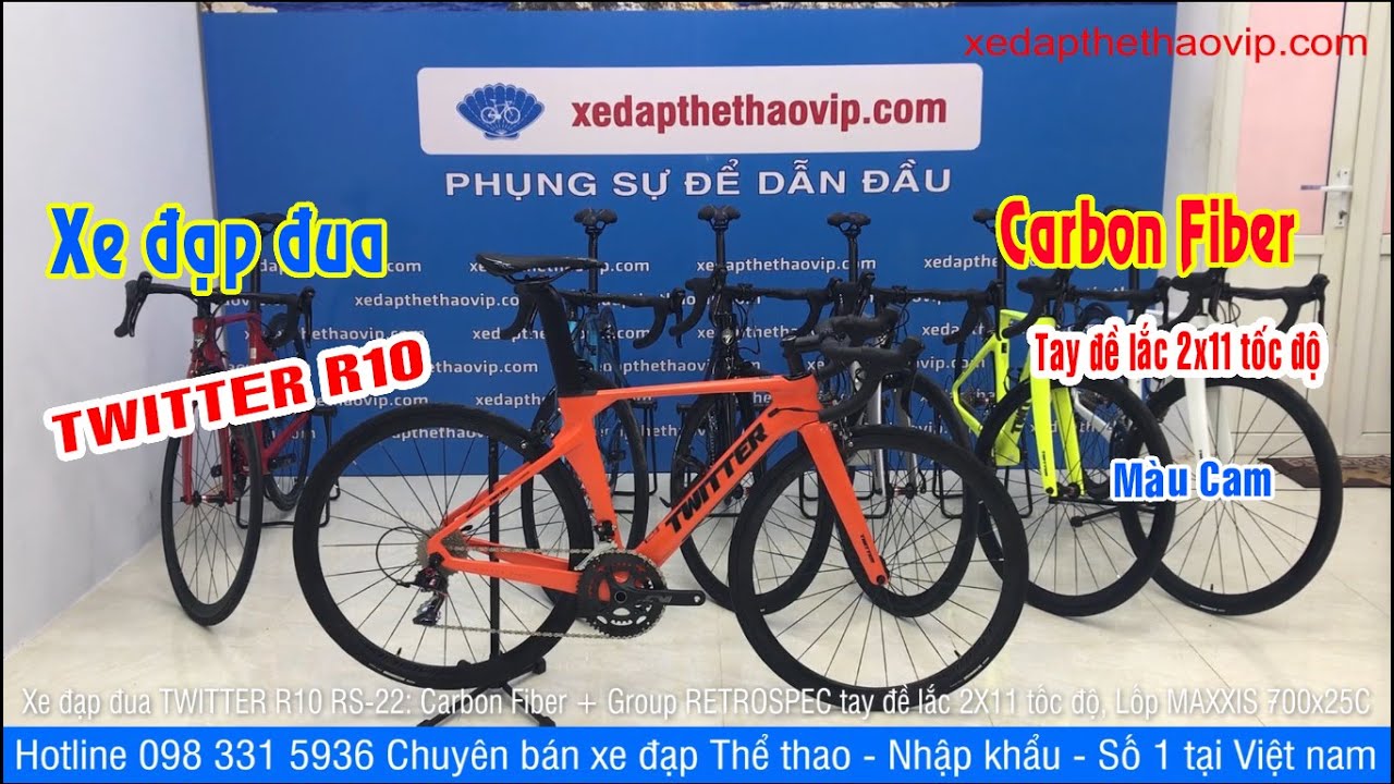 Siêu phẩm Twitter R10 RS-22 màu Cam, Carbon Fiber, Tay đề lắc Retrospec ...
