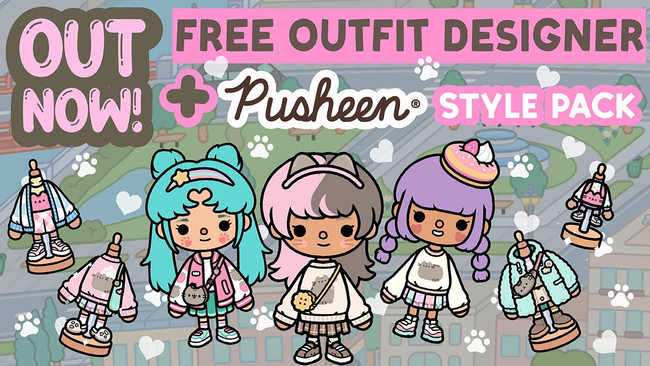 NEW Update FREE Outfit Designer PUSHEEN Style Pack Cute Cat Kawaii TOCA ...