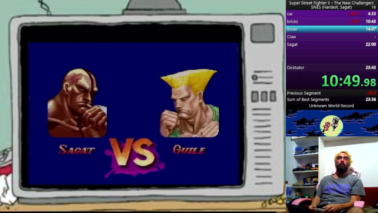 SF2 The new challengers (Sagat - Hardest - Snes) WR Speedrun 18.27 ...