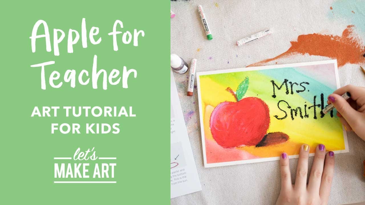 Apple for Teacher 🍎 Easy Kids Watercolor Art Lesson by Nicole Miyuki of ...