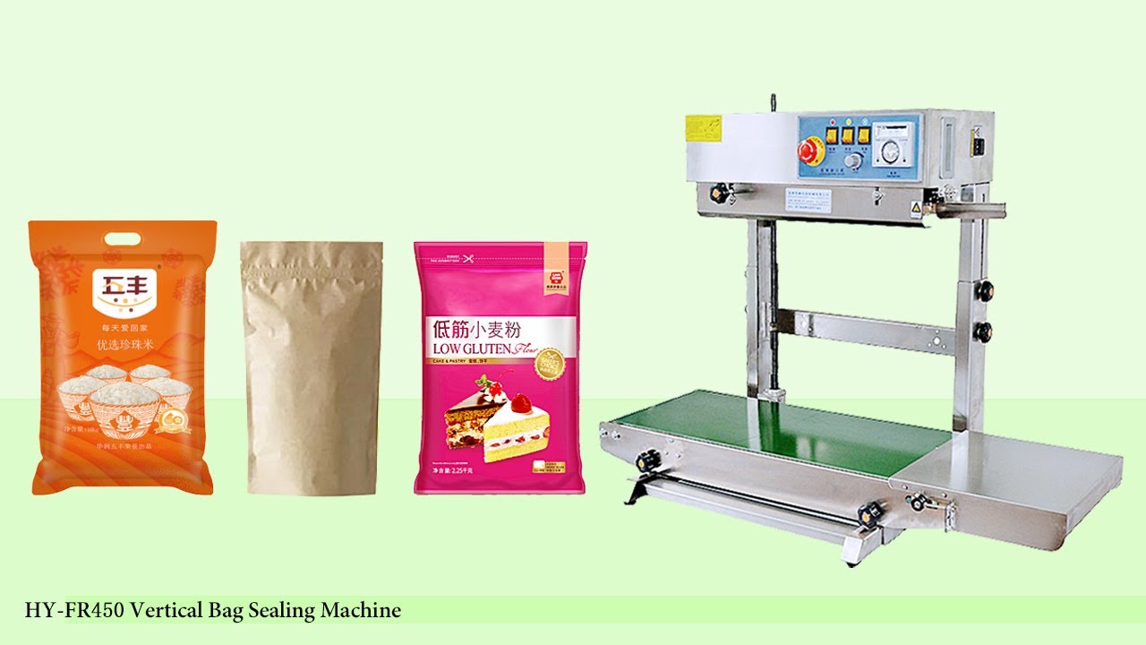 HY - FR450 Vertical Continuous Pouch Heating Sealing Machine - YouTube