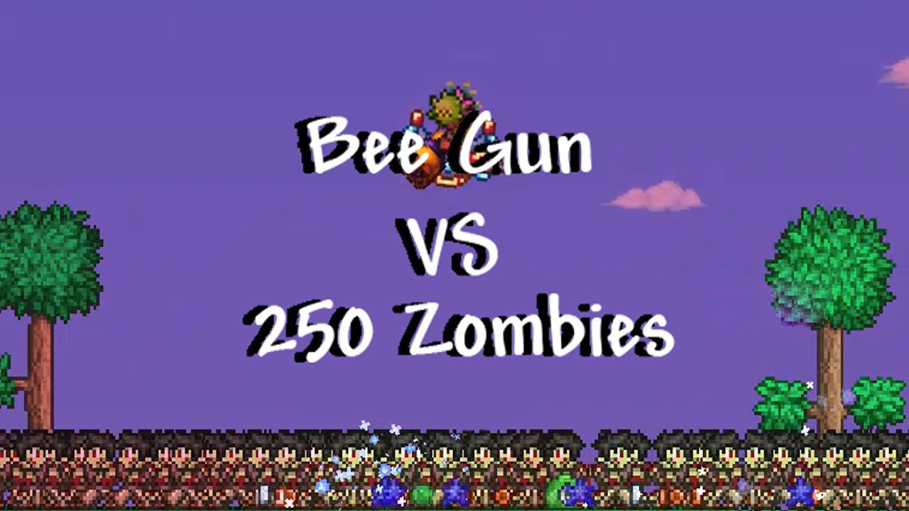 Terraria - Bee Gun VS 250 Zombies - YouTube