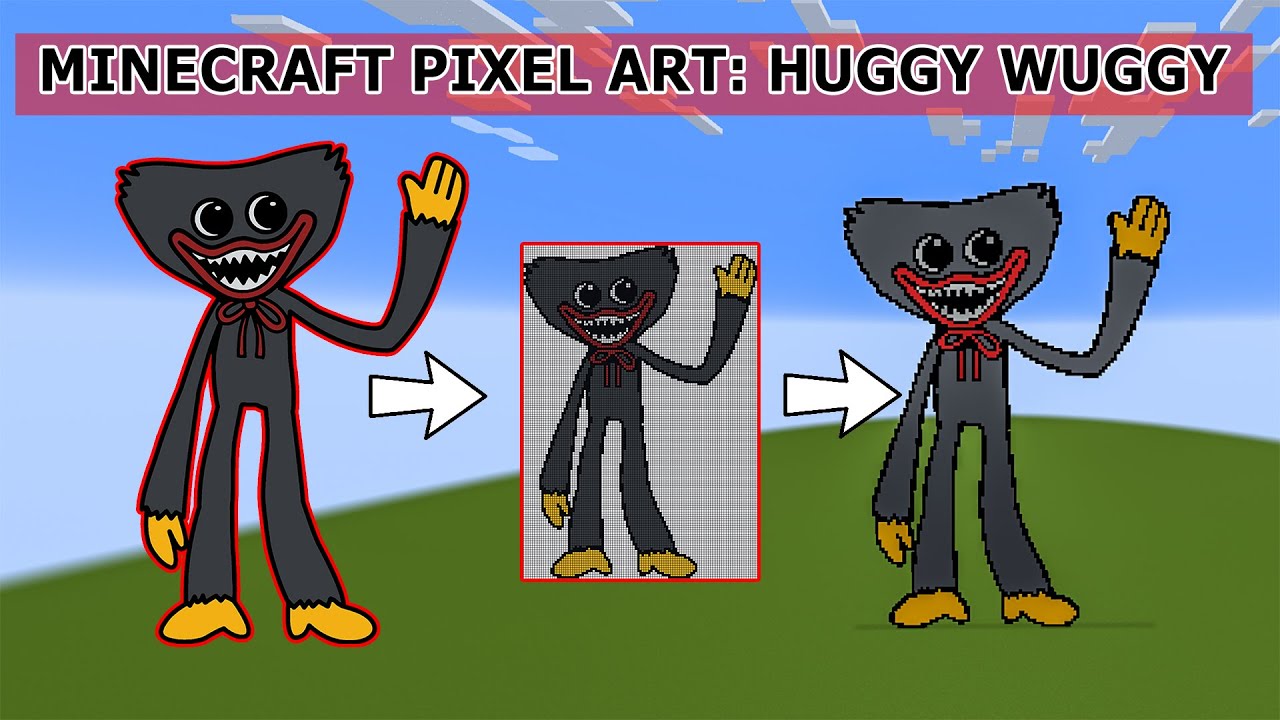 Make Shadow Huggy Wuggy Poppy Playtime Pixel Art in Minecraft - YouTube