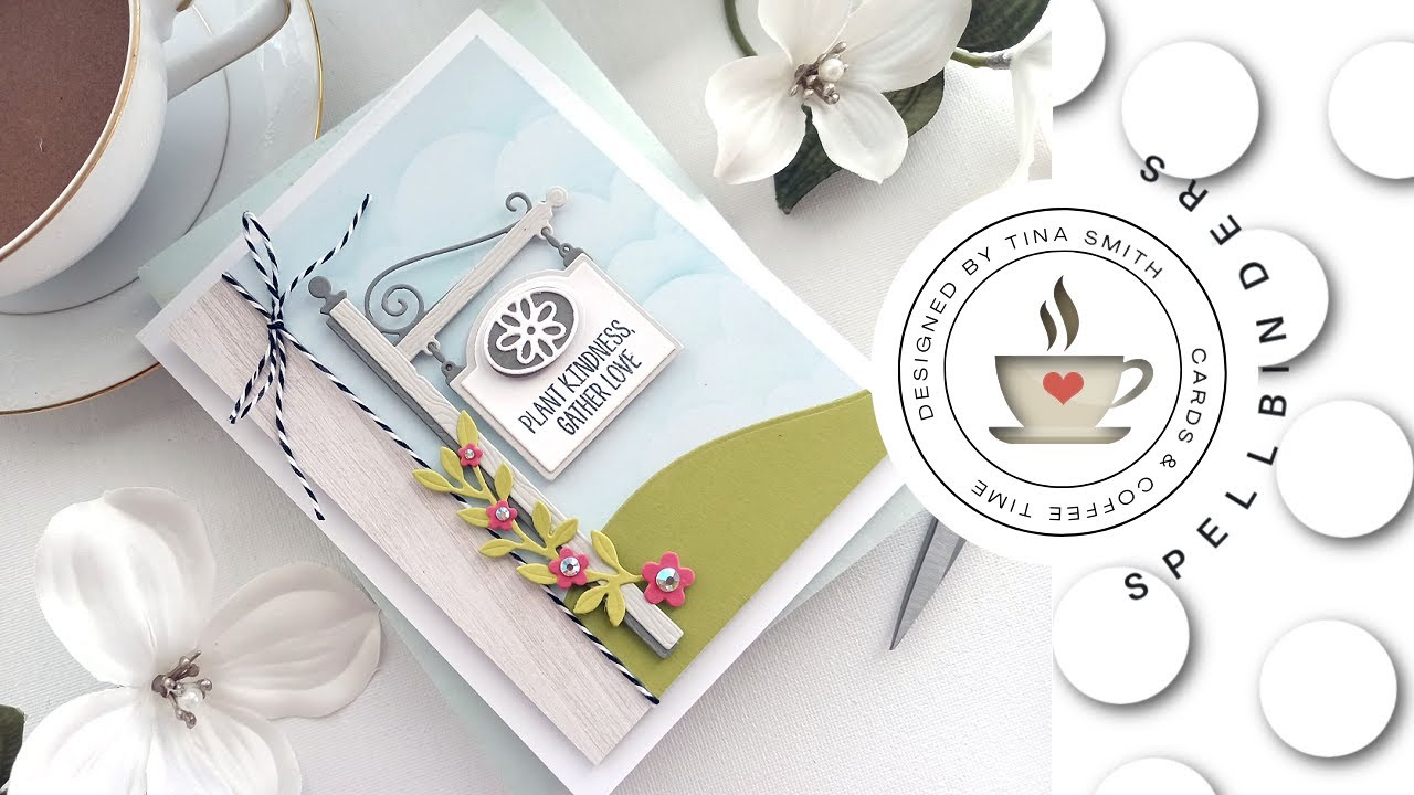 A Friendship scene card with the Spellbinders Welcome Sign & Sentiments ...