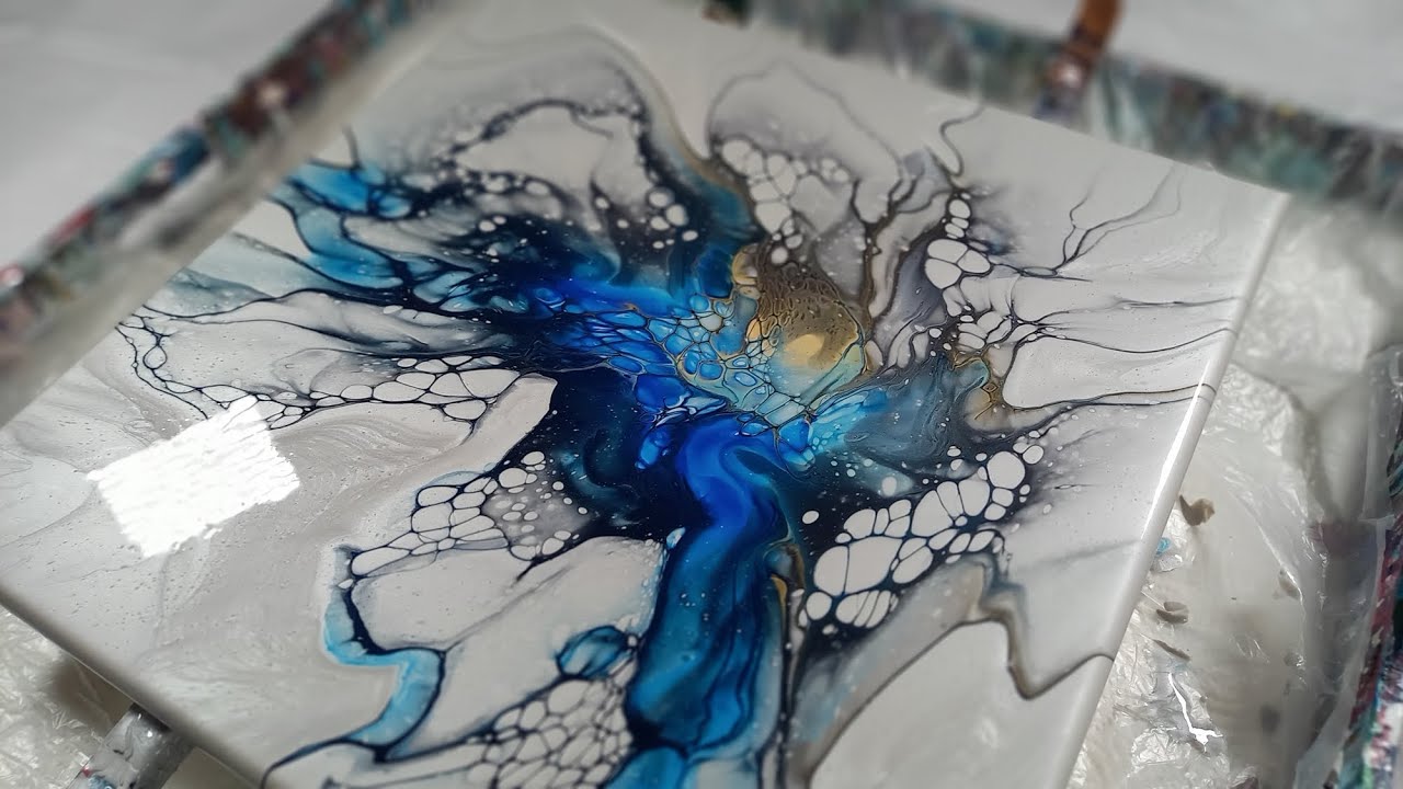 (601)Pillow/Bloom technique 40x40cm pouring,Acrylgießen, - YouTube