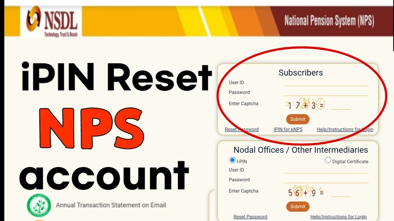 How to Reset IPIN for NPS- PRAN Subscribers | Instant Password (I PIN ...