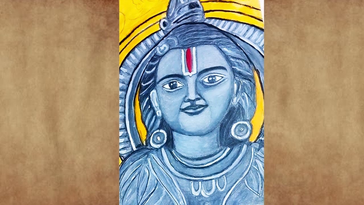 Shree Ram Lala Drawing With Oil Pastel | Ram Lala Drawing 😍😍😍 ...