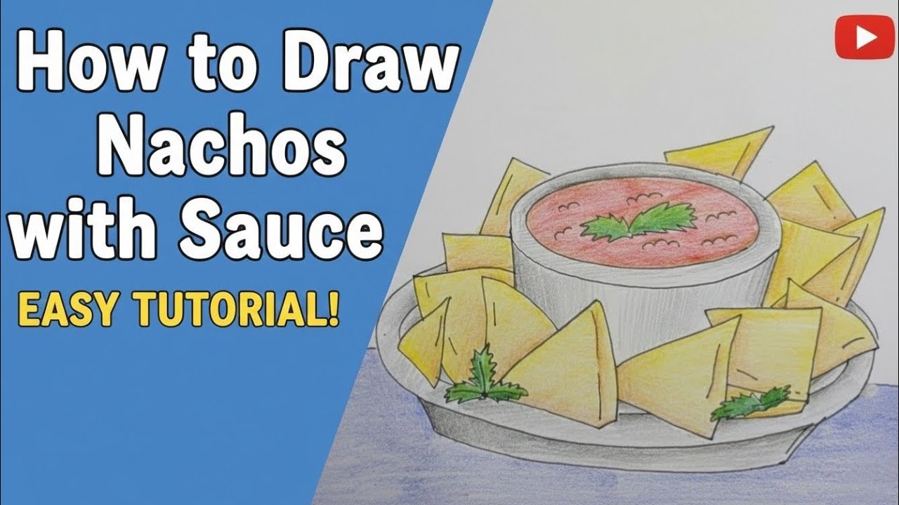 Easy Drawing : Nachos Chips with Sauce | How to Draw Nachos Chips ...