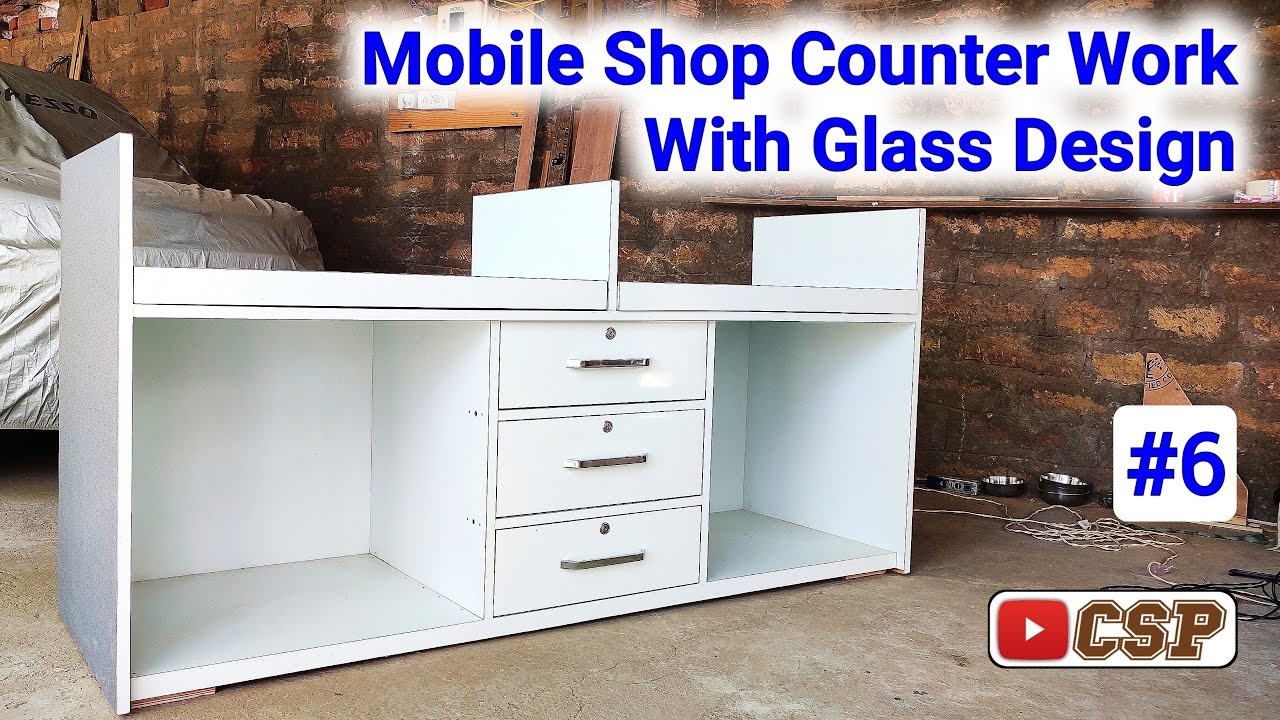 Mobile Shop Counter Work With Glass Design || Laminate Pasting in ...