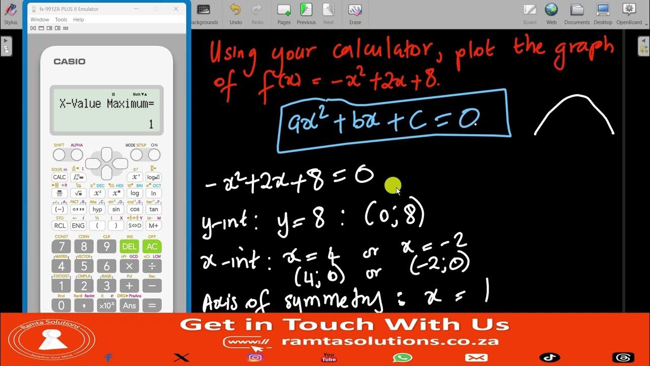 How to use Casio scientific calculator to draw a quadratic graph - YouTube